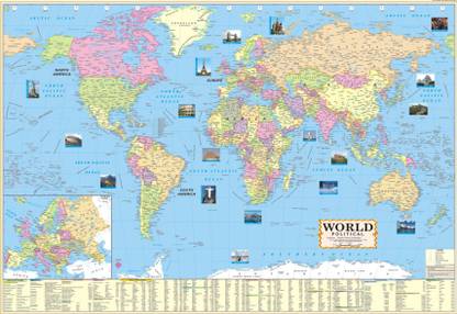 World Political Map : Wall Chart Paper Print - Maps, Educational ...