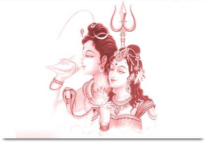 Shiva Parvati Sketch Paper Print - Religious posters in India - Buy art ...