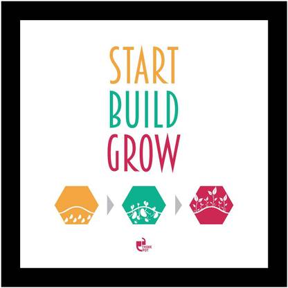 Start Build Grow Black Square Frame Paper Print - Quotes & Motivation ...