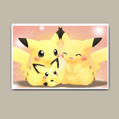Pokemon Pikachu Family Wall Hang Fine Art Print - Abstract posters in ...