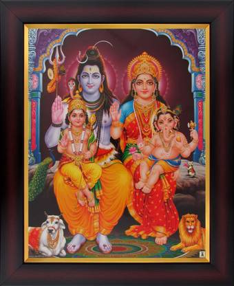 Shiva / Shankar Parvati Ganesha Kartikeya Poster Paper Print - Art ...