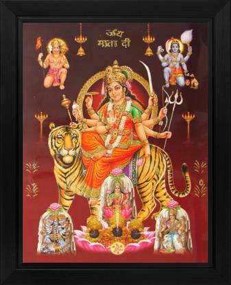 Goddess Amba / Ambaji / Maa Sheravali Poster Paper Print - Art ...
