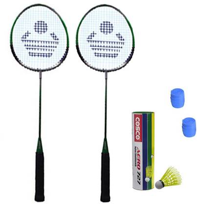 COSCO CB-110 Badminton Kit- ( 2 Racket, 2 Grip, Aero 727 Nylon Shuttle ...
