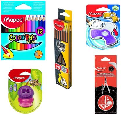 Flipkart.com | Maped Drawing Kit School Set - Eraser, Sharpener, Color ...