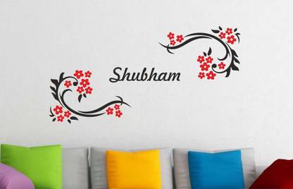Aquire 60 cm Shubham Personalized Name Floral Wall Stickers Self ...