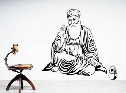 Creatick Studio 152.4 cm Shree Guru Nanak Dev Ji Wall Sticker Self Adhesive Sticker Price in ...