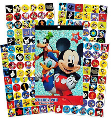 DISNEY 9 cm Mickey Mouse Clubhouse 4 Sheet Sticker Pad with Over 200 ...