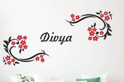 Aquire 60 cm Divya Personalized Name Floral Wall Stickers Self Adhesive ...