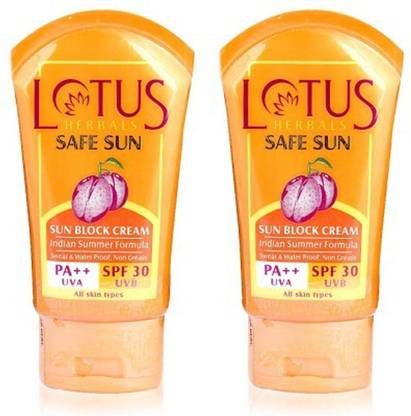 LOTUS Sunscreen - SPF 30 PA++ Herbals Safe Sun Block Cream - SPF 30 ...