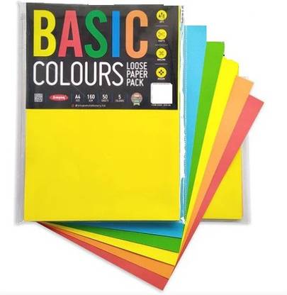 ANUPAM Basic Colour Loose Paper Pack A4 Size -Multicolour (50 Sheets ...