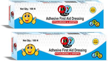 MyAid 2.5cm Round Antiseptic Adhesive First Aid Dressing Bandage, (Pack ...