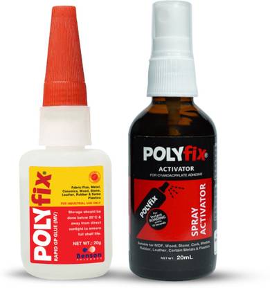 POLYFIX Multipurpose medium viscosity instant glue with spray activator ...