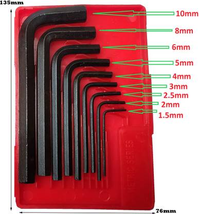 DUMDAAR new Pro 9pc Hex Allen Key Set Allen Key Wrench with Box Allen ...