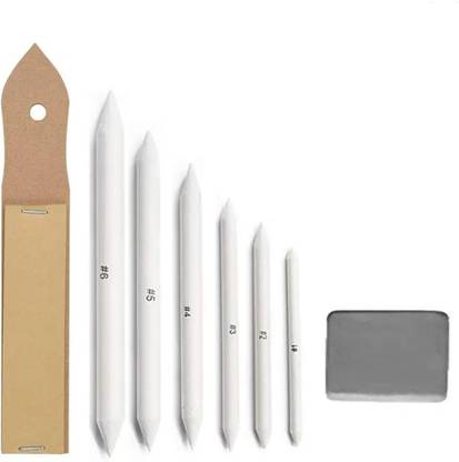 KRAFTMASTERS 8 PCS Paper Blending Stump Set with Sand Paper & Kneadable ...