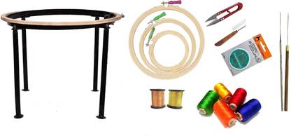 rawzone Aari Work 18" Stand Embroidery Hoop Wooden Ring Frame Kit Size ...