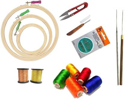 rawzone Aari Work Embroidery Hoop Wooden Ring Frame Kit Size (6,7,8 ...