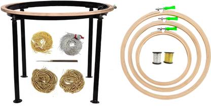 rawzone Aari Work 18" Wooden Stand Embroidery Combo Frame Size (5,7,10 ...