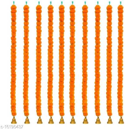 Ajaa 10 Artificial Marigold Garlands Orange Marigold Artificial Flower ...