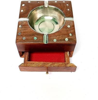 DECORHANDICRAFTS Wooden Ash Tray with Drawer, Table top Ash Tray ...