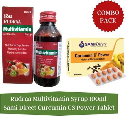 Rudraa Multivitamin Syrup 100ml & Sami Direct Curcumin C3 Power 30 ...