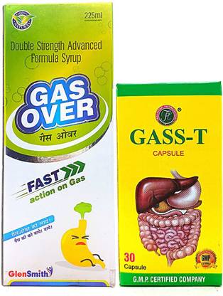 Tara Herbal Pharmaceutical Gass-T 30Capsule & Gas Over Syrup 225ml For ...