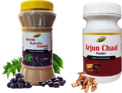 Ekjot Neem Karela Jamun Powder (200g) & Arjun Chaal Powder (100g ...