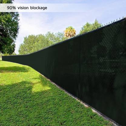 Hippo Privacy Screen Fence Net with Polyester Band, (Dark-Green , 1 mt ...
