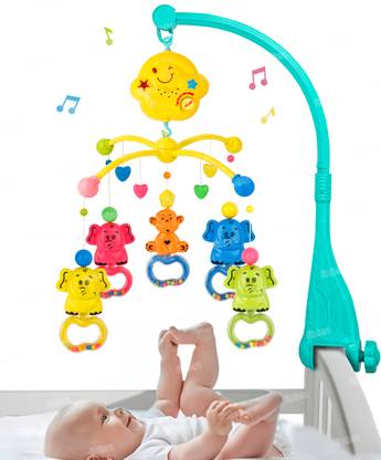 FIDDLERZ Musical Bed Bell Cot Mobile Rotating Fruit Cot Light Rattle ...