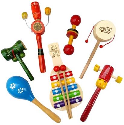 Toys Ka Story Wooden Sound Making Rattle Set For Kids & 5 Note ...