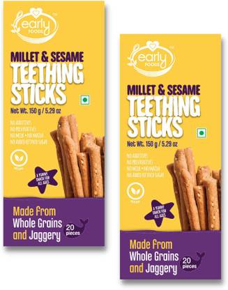Early Foods Millets & Sesame Teething Sticks Baby Finger Foods 300 g ...