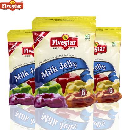 Five Star Milk Jelly Powder 8g each Vanilla Raspberry Mango Pista Kesar ...