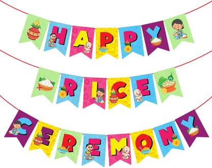 ZYOZI Happy Rice Ceremony Banner,Annaprashan Decoration Items,Rice ...