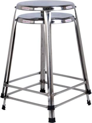 Lifetime Stools 24 Inch Pack of 2 Round Shape Stainless Steel Stool for ...