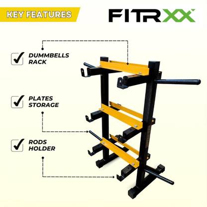 FITRXX Dumbbell Rack, weight Plate Tree, Rod holder for home gym | bar ...