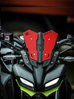 Auto MT RED Metal Visor MT15 Windscreen Wind Deflector Short Visor Yamaha MT15 MT-15 Bike ...