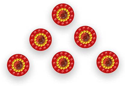 Comet Busters Bindiful Beautiful Red Round Bindi with Stones (8 mm ...