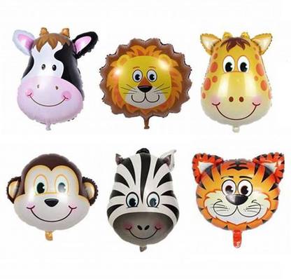 PopTheParty Jungle Safari Animals Balloons - 6pcs Giant Zoo Animal ...