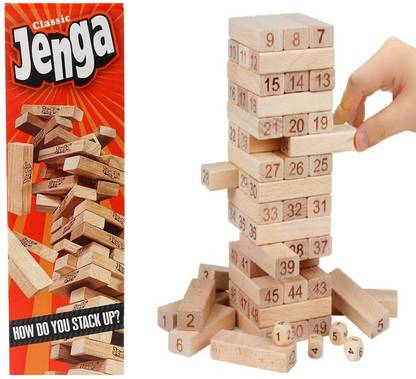 KHVIRJA Gaming Classic Jenga, Hardwood Blocks, Stacking Tower Game For ...
