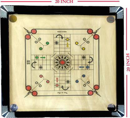 MR8 classic 20 inch ludo carom board with [coins + powder + striker] 50 ...