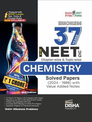 Errorless 37 Years NTA NEET (UG) Chapter-wise & Topic-wise CHEMISTRY Solved Papers (2024 - 1988 ...