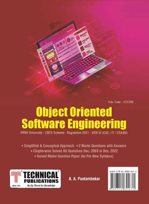 Object Oriented Software Engineering for BE Anna University R21 CBCS (VI - CSE /IT / CSBS ...