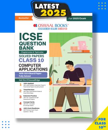 Icse Question Bank Solved Papers_class 10_computer Application_for Exam 2024-25: Buy Icse ...