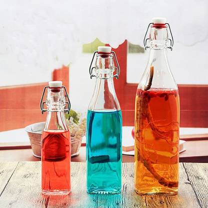 HomeHunt Clear Glass Bottles with Air Tight Lids, Easy Cap Bottles for ...