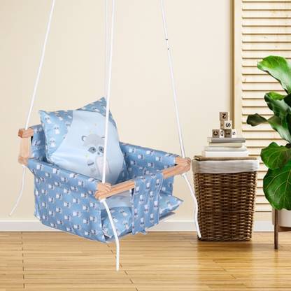 Toytoria Wooden Baby Swing for Kids jhula with 2 Pillows (6 Months to 4 ...