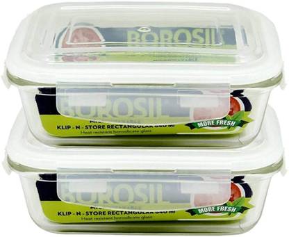BOROSIL Borosilicate Glass Vegetable Bowl KLIP & STORE 640ML PACK 2 ...
