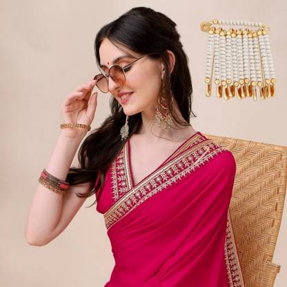 VAMA White Beads saree safety pin dupatta broach scarf clip hijab pins ...