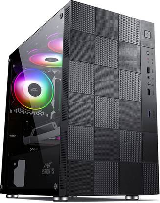 Ant Esports Elite 1000TG Mid-Towe Mid Tower Cabinet with USB 2.0 and ...