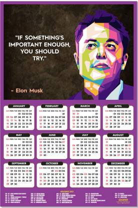SADAFAL Elon Musk Motivational Wall Calendar 2025 & Inspirational ...