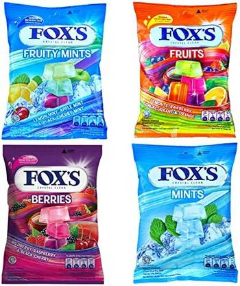 FOX'S Crystal Clear Assorted Candy Mix Flavoured Pack Of 4 Mints Candy ...