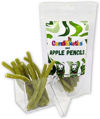 CANDIEXOTICS Vegan Sour Apple Filled Pencils Liquorice Gummy Candies ...